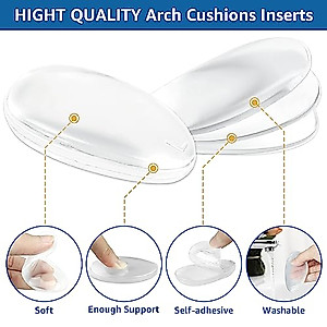 SQHT Adjustable Arch Support Inserts, Gel Arch Support Shoe Insoles for Flat Feet, Arch Pads for High Arch Foot Pain Relief- 2 Pairs