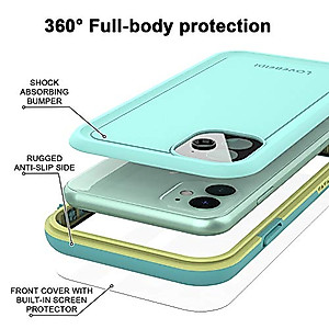LOVE BEIDI iPhone 11 Waterproof Case 6.1 Screen Protector Underwater Shockproof Full-Body Dustproof Rugged Case for Aplle iPhone 11 (Cyan Green)