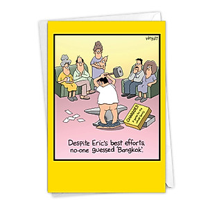 NobleWorks - 1 Funny Card for Happy Birthdays - Hilarious Cartoon Notecard with Envelope, Bday Celebration (Buyer Discretion Advised) - Bangkokless 8394