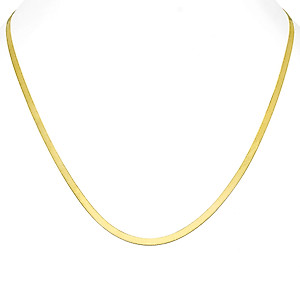 Nuragold 10k Yellow Gold 3mm Solid Herringbone Silky Flexible Chain Womens Necklace 16" 18" 20" 22" 24"