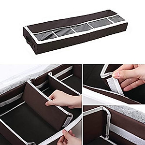 OUNONA Under Bed Shoe Storage Organizer:5 Grids Underbed Shoe Box Storage Containers with Clear Window Under Bed Storage for Organizing