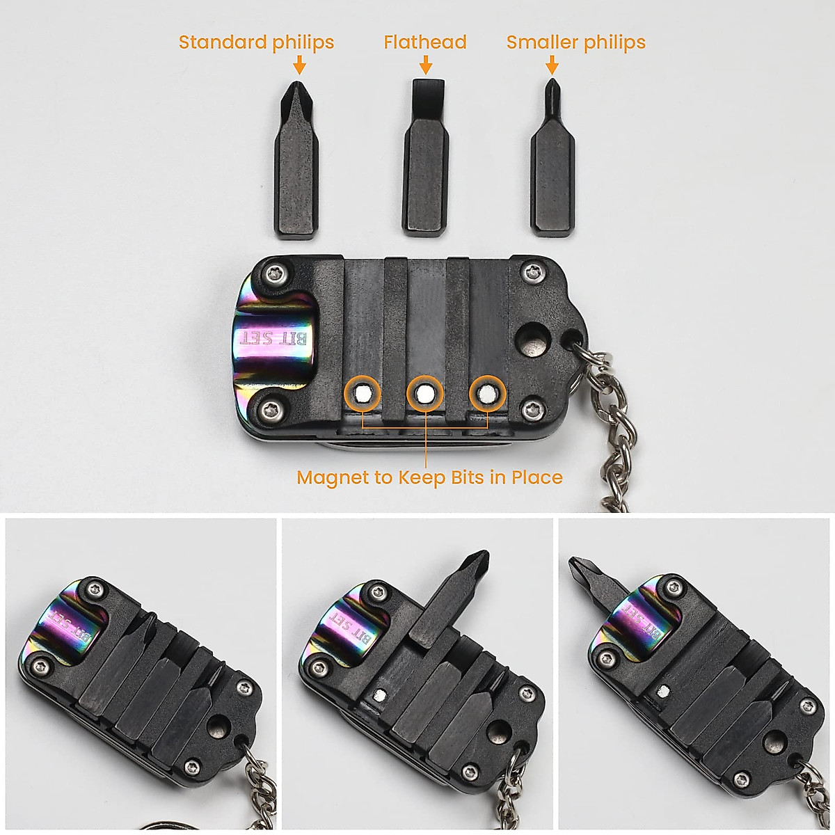 2 Pack Small Pocket Knife with Keychain, 1.2 Inch Blade, Barrysail Mini EDC Tool with Screwdriver Bits