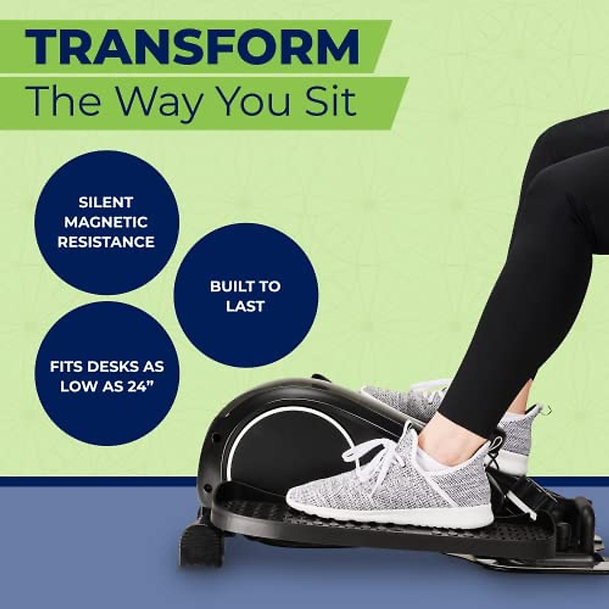 DeskCycle Ellipse Under Desk Elliptical Machine - Get Fit While You Work with Our Compact Mini Seated Elliptical Machine - Burn Calories, Boost Energy, Tone Muscles, and Increase Productivity