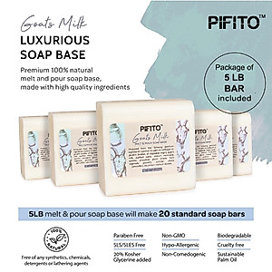 Pifito Goats Milk Melt and Pour Soap Base (5 lb) │ Bulk Premium 100% Natural Glycerin Soap Base │ Luxurious Soap Making Supplies