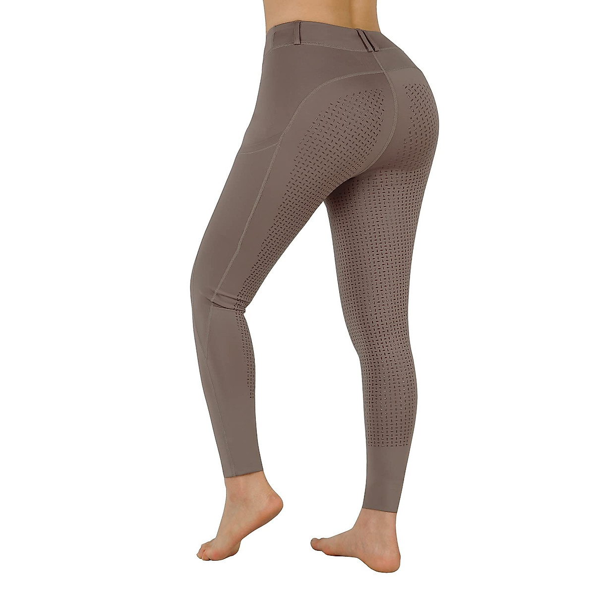 Women Riding Tights Pockets,Women Training Breeches Pants with Silicone Grip(Sand，S)