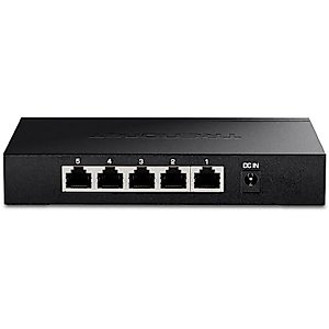 TRENDnet 5-Port Unmanaged 2.5G Gaming Switch, 5 x 2.5GBASE-T Ports, 25Gbps Switching Capacity, Backwards Compatible with 1000Mbps Devices, Fanless, Wall Mountable, Lifetime Protection, Black,TEG-S350