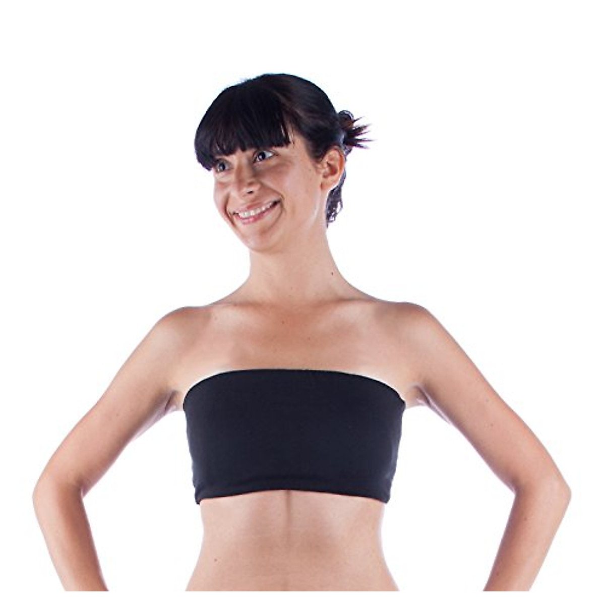 Black Strapless Yoga Sports Bra Bandeau Black L