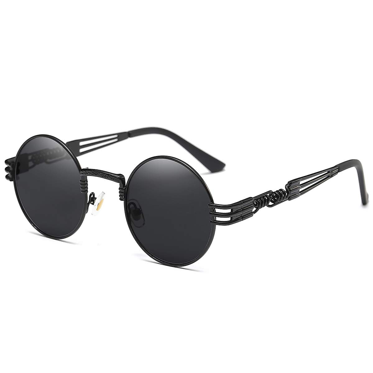 Dollger Black Round Sunglasses Retro Vintage Steampunk Sunglasses for Men