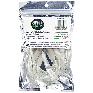 Heinakroon LED CV Patch Cables Eurorack Modular Test Leads, 5-Pack (23.6"), Transparent