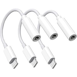 esbeecables Lightning to 3.5 mm Headphone Adapter for iPhone,3Pack [Apple MFi Certified] iPhone Jack Audio Aux Dongle Converter Compatible iPhone14 13 12 11 XS XR X 8 7,All iOS, White
