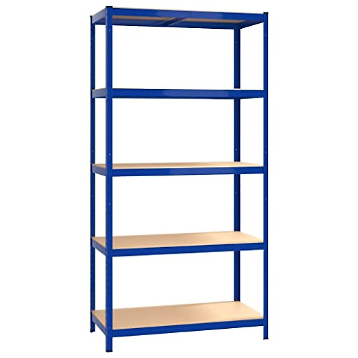 vidaXL - Durable 5-Layer Shelves, 2 pcs, Industrial Style, Galvanized Steel & Engineered Wood, Generous Storage Space, Blue