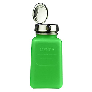 Menda - MDA-5288 35273 One Touch Liquid Dispenser Pump Bottle, ESD Safe, 6 oz. Dissipative, HDPE/Stainless Steel, Green