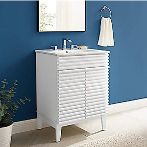 Modway Render Vanity with Sink-Floor, 24 Inch, White White