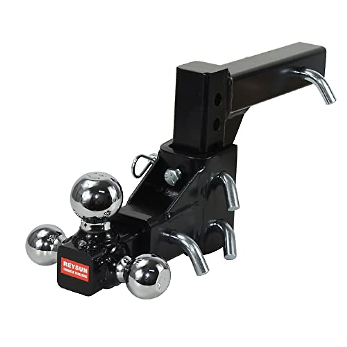 REYSUN Adjustable Trailer Hitch 864193 Tri Ball Mount, Chrome Trailer Ball Hitch with Solid Shank, 5-3/4" Drop Hitch Receiver…