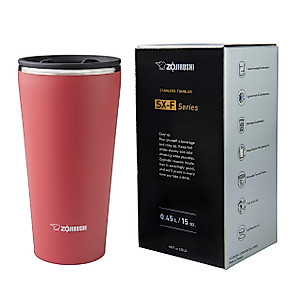 Zojirushi SX-FSE45PV Stainless Vacuum Insulated Tumbler, 15-Ounce, Coral Pink
