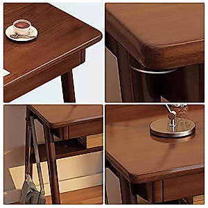 Solid Wood Writing Desk, 47" Mid-Century Modern Walnut Desk, Home Office Computer Desk with 2 Drawers and Storage Shelf, Laptop Desk, Study Table, Work Desk Station