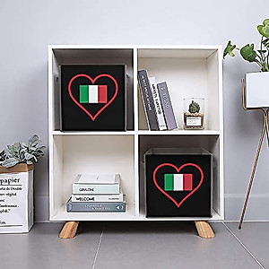 I Love Italian Red Heart Collapsible Storage Bins Basics Folding Fabric Storage Cubes Organizer Boxes with Handles