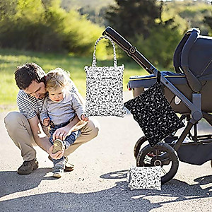 FLOCK THREE 3pcs Waterproof Wet Bag Tote Reusable Wet Clothes Baby Diapers Stroller Swimsuit Travel Reusable toiletries Pouch Small Larger Electronics case 3 Pack Dog (Yoga Dog)