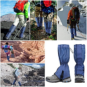 Pasanava Leg Gaiters Waterproof and Adjustable Snow Boot Gaiters One Size for Hiking,Walking,Hunting,Backpacking and Outdoor Climbing for Men and Women (Blue)