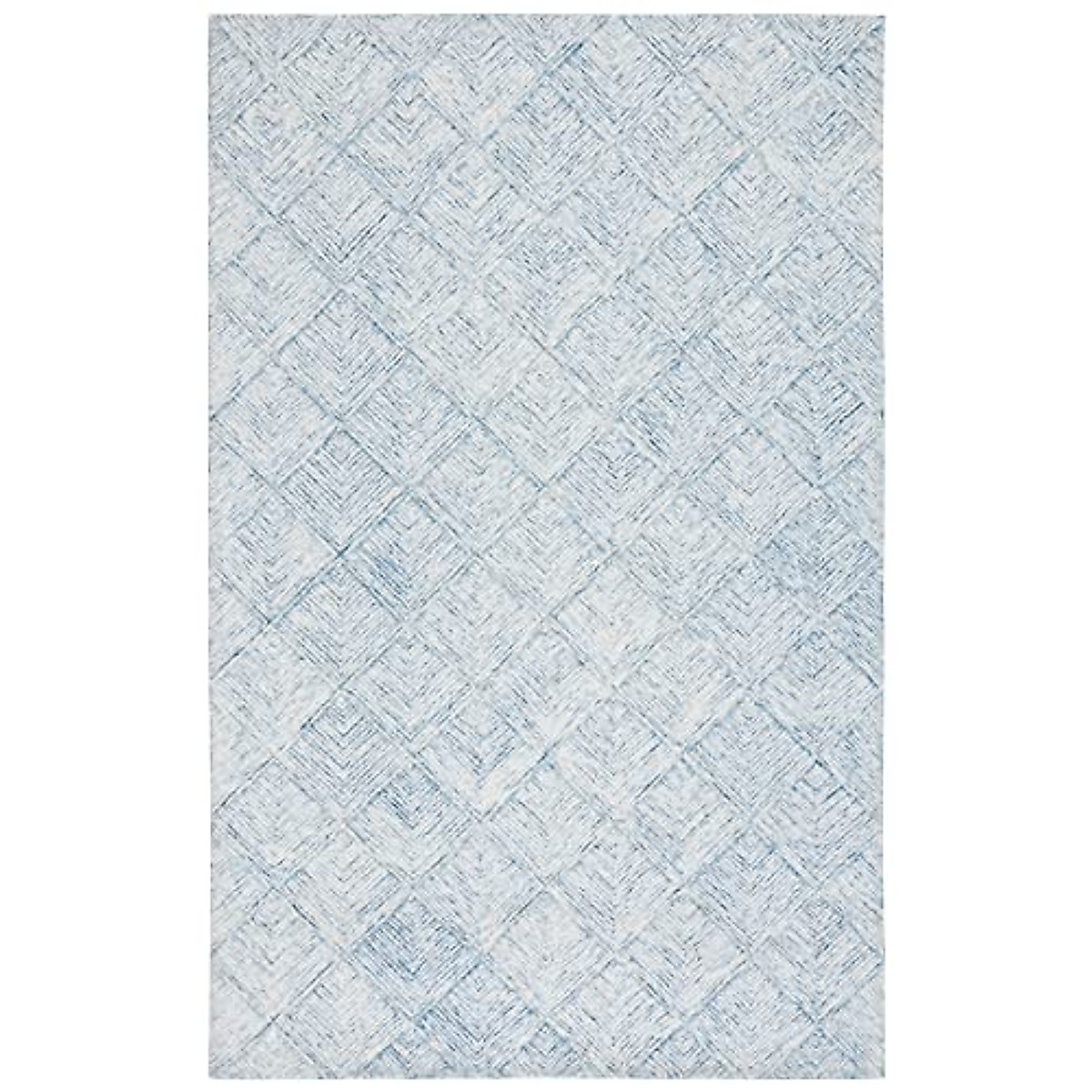 Safavieh Abstract Collection Accent Rug - 3' x 5', Blue & Ivory, Handmade Wool, Ideal for High Traffic Areas in Entryway, Living Room, Bedroom (ABT428M)