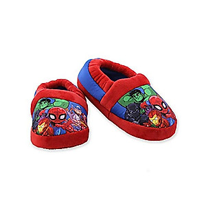 Marvel Super Hero Adventures Avengers Boy's Toddler Plush Aline Slippers (11-12 M US Little Kid, Red/Blue)