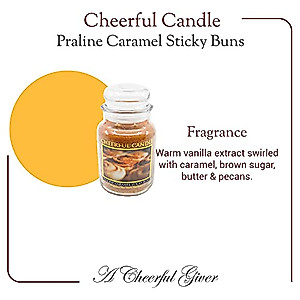 A Cheerful Giver — Praline Caramel Sticky Buns - 24oz Large Scented Candle Jar with Lid - Cheerful Candle - 135 Hours of Burn Time, Christmas Gift for Women, Brown