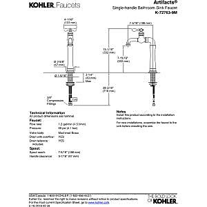 Kohler 72763-9M-2BZ Artifacts Gentleman's Single-Handle Bathroom Sink Faucet, Oil-Rubbed Bronze