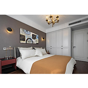 Acocifi Abstract Wall Art Geometric Canvas Circle Block Painting Modern Beige Grey Brown Picture, Large Size Simple Artwork Framed for Living Room Bedroom Bathroom Home Office Wall Decor 40"x20"