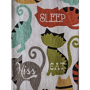 Kitchen Towel - Cats, Eat, Purr, Play, Sleep, Hiss, Meow - 100% Cotton, 16 x 26 in, Kitchen Decor, Gift, Dining and Entertaining