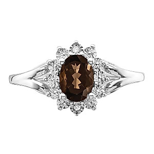 IceCarats 925 Sterling Silver Diamond Brown Smoky Quartz Ring Gemstone Band Size 7