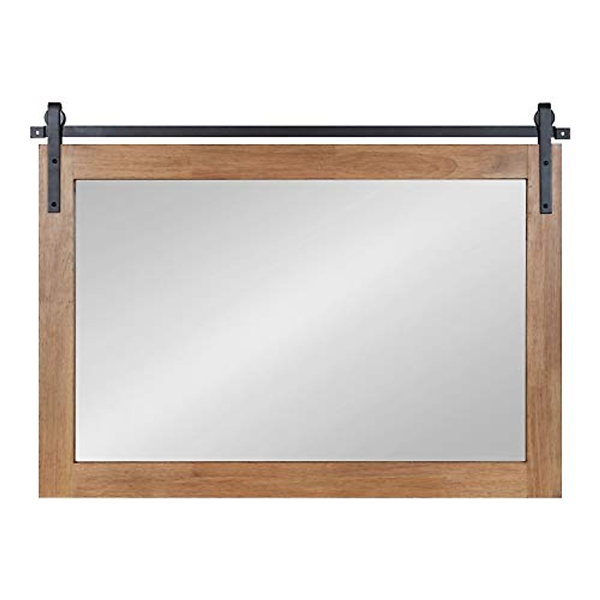 Kate and Laurel Samuels Rustic Wood Framed Wall Mirror, 37.5 x 26.75, Rustic Brown and Dark Charcoal, Functional Farmhouse Mirror for Display