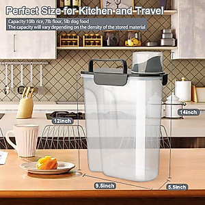 Komzon Rice Storage Container 10lb, Airtight Dry Food Cereal Containers Storage, BPA Free Rice dispenser with Pouring Spout Portable Handle for Flour Pasta Grain and Baking Pet Dog Cat Food Container