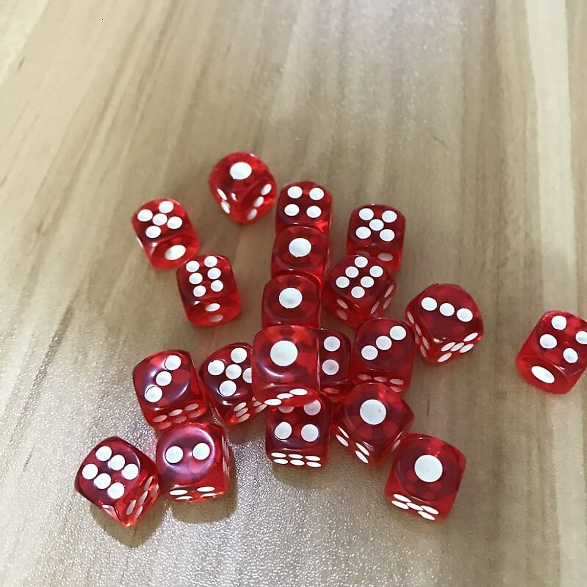 ZYM305 200Pcs/Lot 12mm Acrylic Transparent Red Dice White Point Dice Hexahedron Fillet Entertainment Bar KTV Dice Set Games Dice (Color : 12mm)