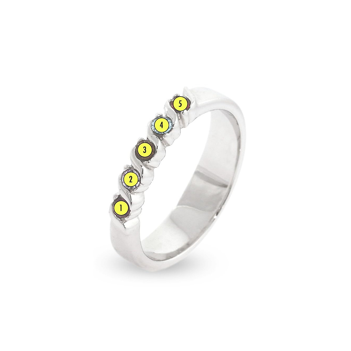 EVE'S ADDICTION Women's Sterling Silver Custom 5 Stone Simulated Birthstone Ring, ring sizes 8 Mother and Child Ring - Gift for Mom - Gifts for Mom