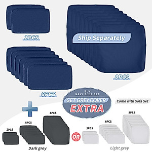 NICESOUL® Large 9 Piece Outdoor Patio Furniture Set with Fire Pit Table,29.3'' High Back Rattan Modular Sectional Sofa Set with Natural Gas/Propane Firepit Navy,2 Colors Cushions