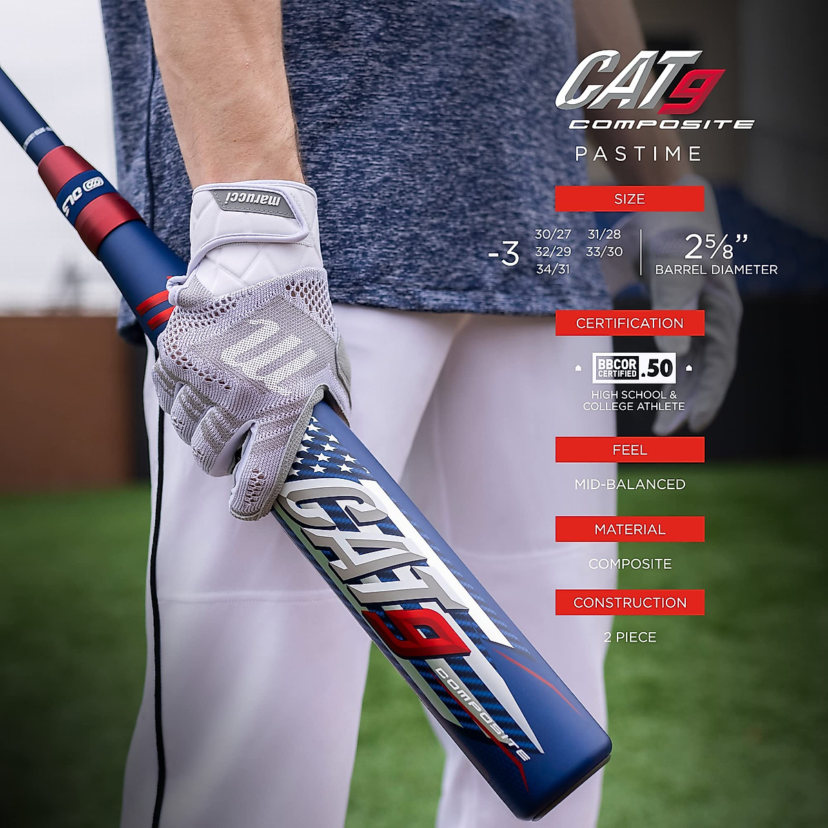 Marucci - Composite America BBCOR CAT9 (MCBCCP9A-32/29) Aluminum Baseball Bat