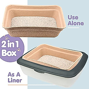 8 Pieces Disposable Litter Boxes for Cats Paper Cat Litter Tray Portable 2 in 1 Kitten Litter Box for Cat, Hamster, Guinea Pig, Mice, Small Animals, 16.7 x 12.8 x 4.1 inch