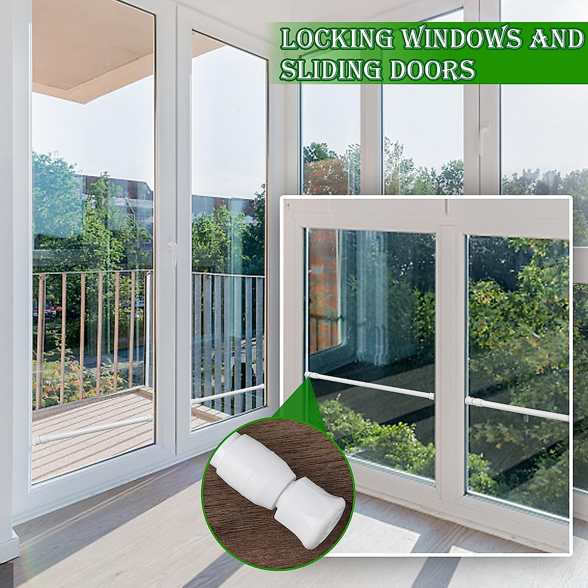 8 Pack Window Security Bar for Inside Windows Adjustable Window Safety Rods Extendable Sliding Door Lock Bar with Rubber Tips Multi-purpose Telescopic Rod Clothes Drying Rod, Extends from 17-27.6 Inch
