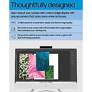 HP All-in-One PC Desk Computer, 21.5" Full HD Micro-Edge Display, AMD Ryzen 3 Processor, AMD Radeon Graphics, 8 GB SDRAM, 256 GB SSD, Windows11 Home OS, MU-MIMO, Bluetooth, and Wi-Fi (22-dd0032, 2022)