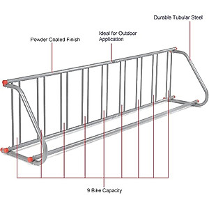 Global Industrial 111" L All-Steel Grid Rack, 9 Bikes, Powder Coated Steel