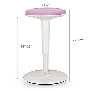 Giantex Wobble Stool Height-Adjustable Standing Desk Stool W/ Swivel, Tilt Motion, Premium Airlift, Wiggle Chair for Flexible Seating, for Junior, Home, Office, School Active Chair (Pink+White)