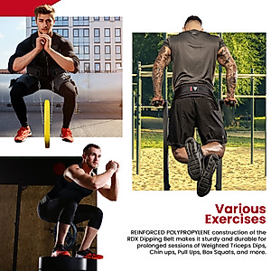 RDX Dip Belt for Weight Lifting, Heavy Duty 36 Inch Adjustable Steel Chain, Dipping Belt Chin Pull Ups Gym Training Bodybuilding Powerlifting Fitness Workout, 6” Padded Neoprene Back Support Men Women
