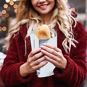 C&S Event Supply Co. Silver Foil Hot Dog Sleeves - 9'' Unprinted Hot Dog Wrappers - Grease Resistance Food Bags to Keep Food Hot and Non-Messy - Disposable Hot Bags for Fast Food and Food Truck (250)