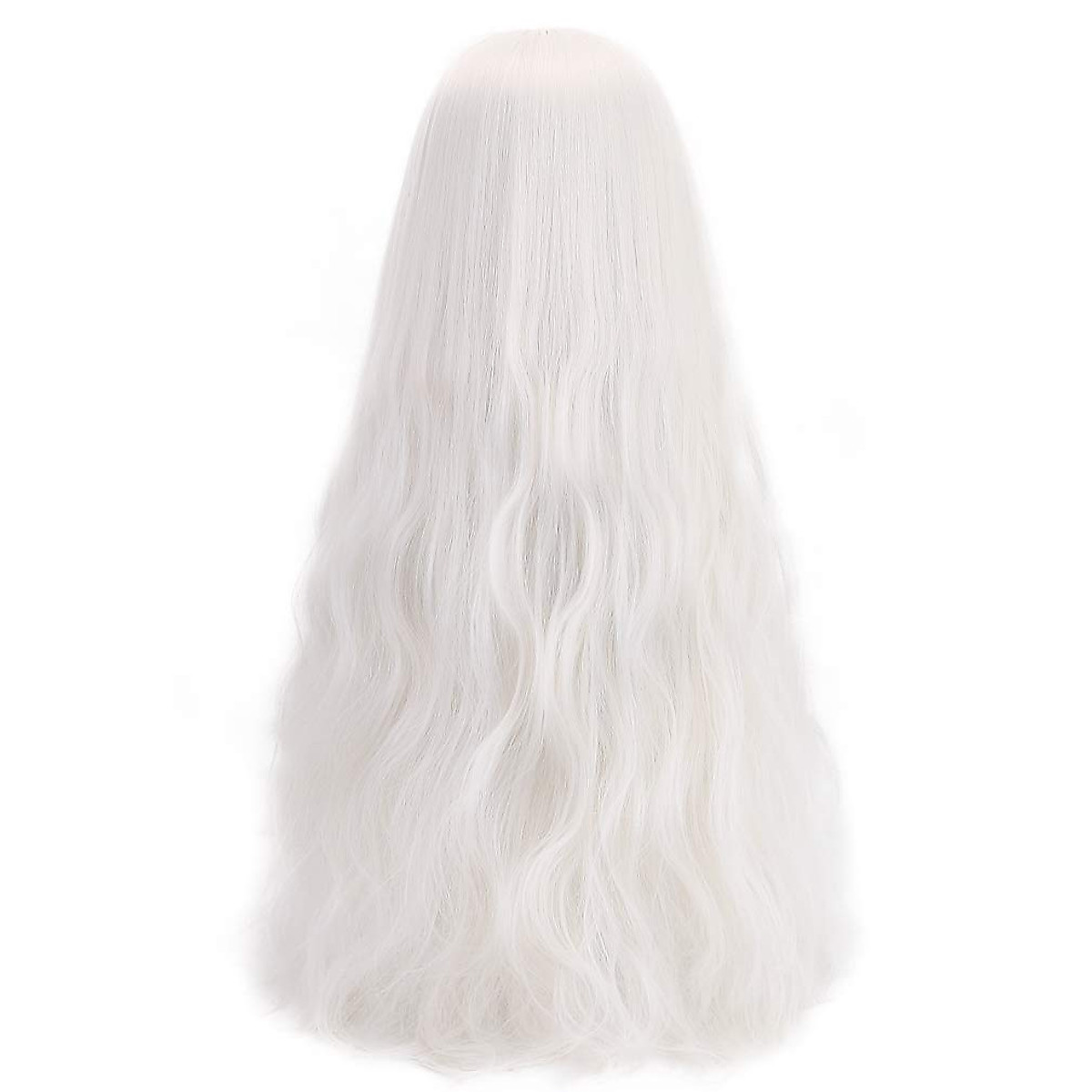 STYLER Long White Synthetic Wig with Bangs - Natural Long Wavy Cosplay Wigs for Women Halloween Christmas 30" (White)