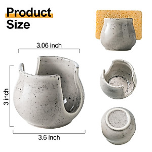 Zoeeker Sponge Holder for Kitchen Sink, Ceramic Dish Sponge Drying Caddy Sponge Rack Kitchen Organizer Cute Kitchen Accessories for Sink Counter, Speckled Glaze