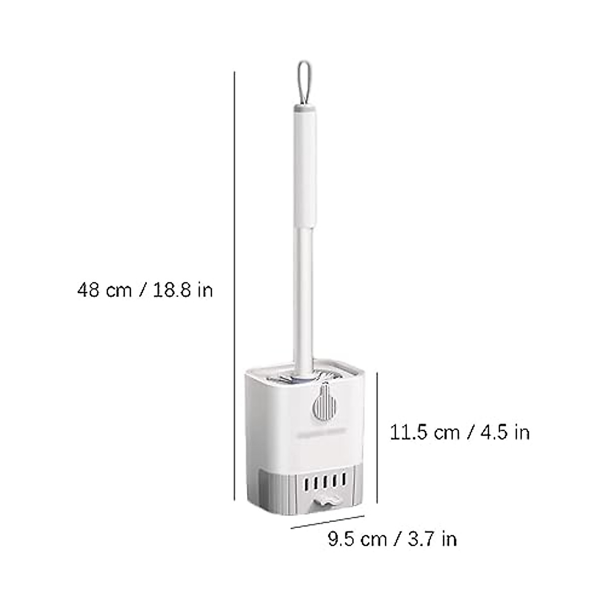 SAAKO Toilet Bowl Brush Round Brush Head Toilet Brush with Ventilation Holder and Long Ergonomic Handle Toilet Cleaner Brush