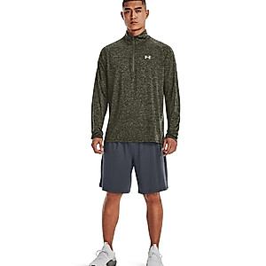 Under Armour Mens Tech 2.0 1/2 Zip-Up T-Shirt , (391) Marine OD Green / Black / White , Large