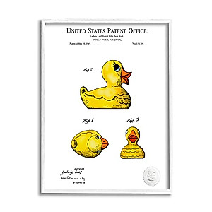Stupell Industries Toy Rubber Duck Yellow Patent Design Diagram, Design by Karl Hronek 11 x 14