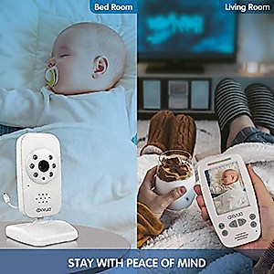 Axvue Video Baby Monitor, Slim Handheld, Non-Slip Design, 2.8" Vertical Screen Monitor & 2 Camera, Range up to 1000ft, 12 Hour Battery Life, 2-Way Talk, Night Vision, Temperature Monitor, No WiFi.