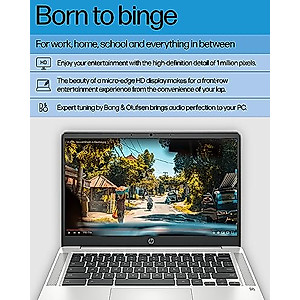 HP 2023 Newest Chromebook 14 Laptop, Intel Quad-Core Processor, 4GB RAM, 64GB eMMC, 14" HD Micro-Edge Display, Ultra Light, 4K Graphics, Anti-Glare, Wi-Fi, Chrome OS, Bundle with JAWFOAL